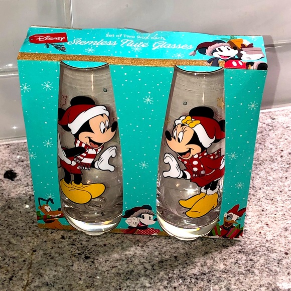 Disney | Dining | Nib Disney Mickey Minnie Mouse Set Of 2 Boxed Flute ...